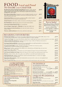 Menu | The Red Lion Weymouth